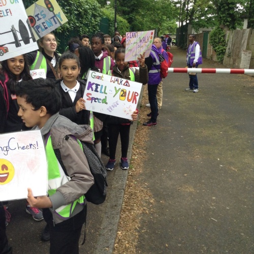 Hazelbury Primary School - Year Six Participate in a Giant Walking Bus!